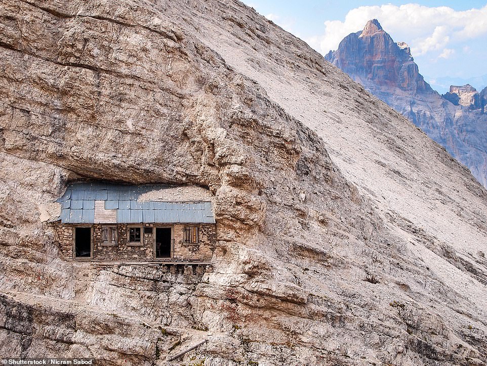 Pictured: Incredible Alpine refuge from World War I embedded in the ...